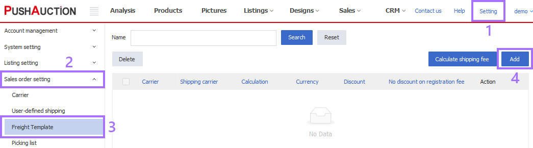 Freight Template - PushAuction
